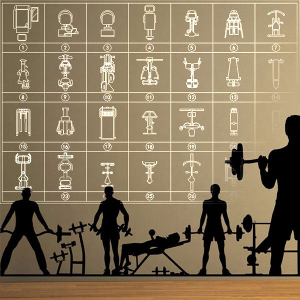 Gym Equipment Autocad Block Drawings CAD Vector Isometric Vintage
