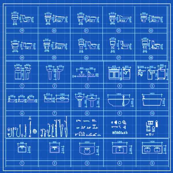Bathroom Sign Cad Blocks Sanitations Details】Bathroom & Toilet Ware