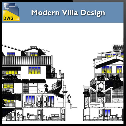 Modern Villa Elevation Cad