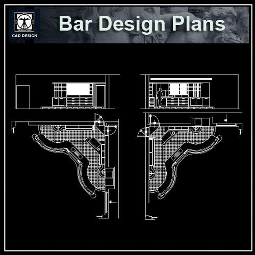 Drink Bar Front And Back Section Cad Drawing Details Dwg