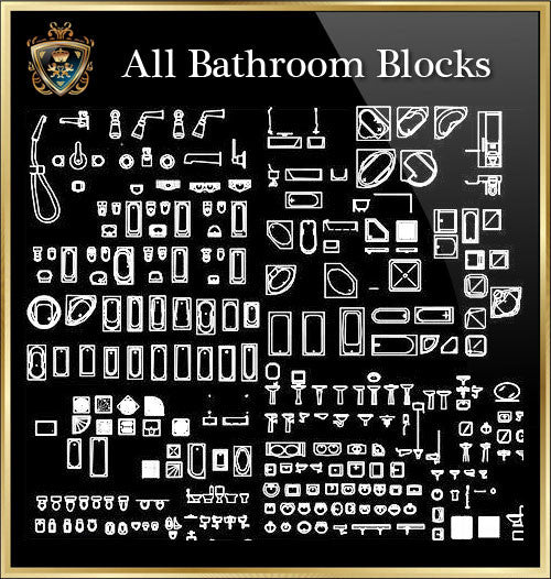 Bathroom Sign Cad Blocks Sanitations Details】Bathroom & Toilet Ware